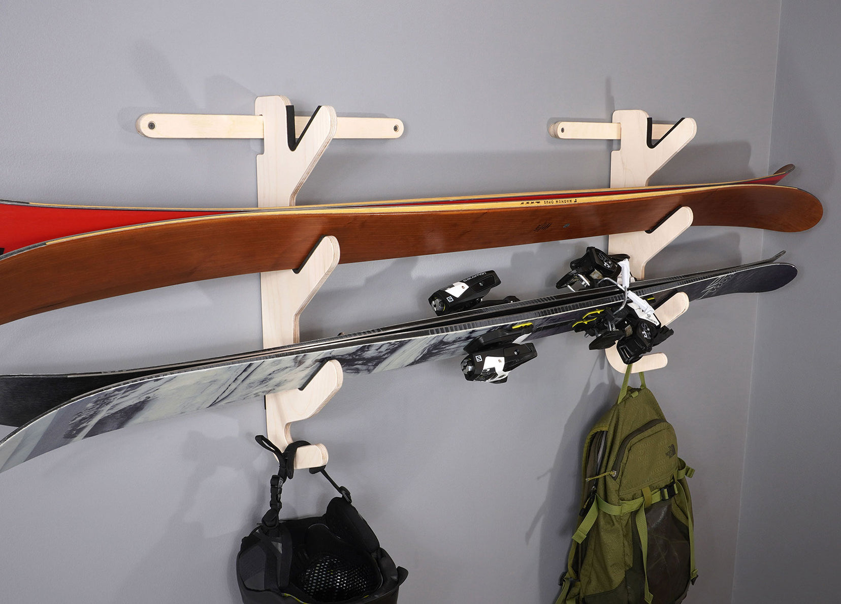 Ski Rack | Bamboo & Birch | Premium Horizontal Ski Storage Mounts ...