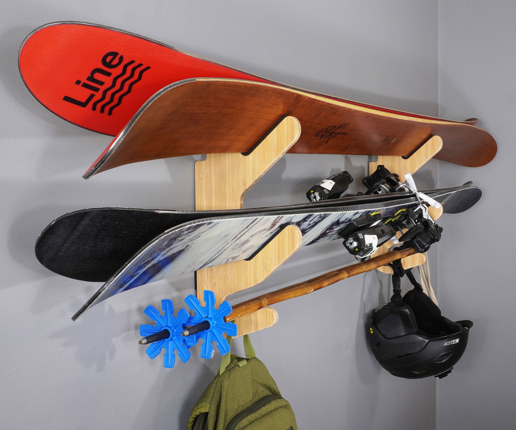 Ski Rack | Bamboo & Birch | Premium Horizontal Ski Storage Mounts ...