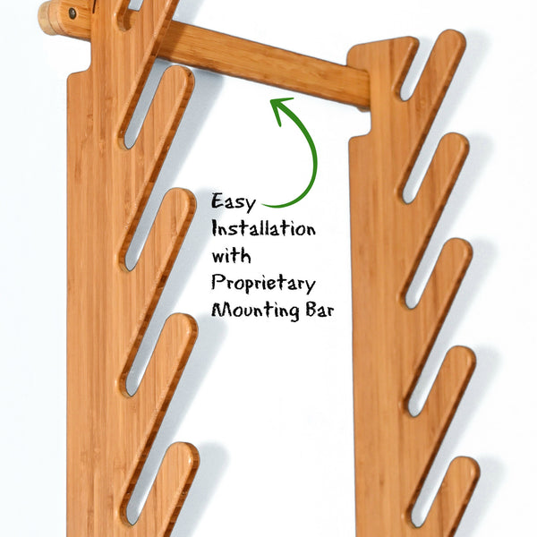 Bamboo & Birch Skateboard Deck Rack | Horizontal Wall-Mount Indoor ...